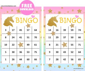 FREE Printable Unicorn Bingo Cards For Printing