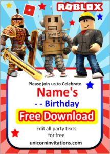 Roblox invitation templates Unicorn Invitations