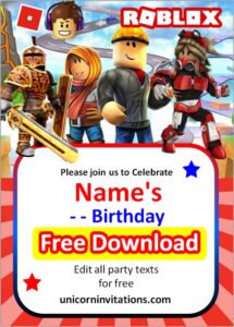 Roblox invitation templates Unicorn Invitations