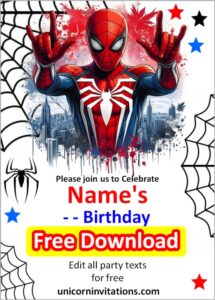 Spiderman invitation templates Unicorn Invitations