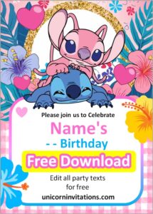 Stitch invitation templates Unicorn Invitations