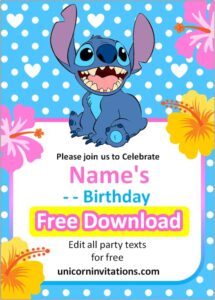 Stitch invitation templates Unicorn Invitations