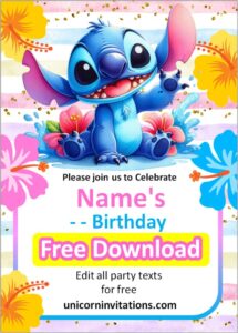 Stitch invitation templates Unicorn Invitations